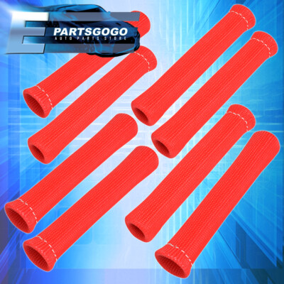 Universal 8-Piece 1200 Degree Protector Spark Plug Wire Insulation Red ...