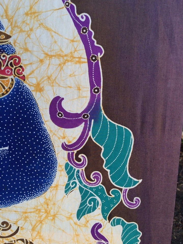 VINTAGE INDONESIAN BATIK Original Huge Signed Mid Century Modern Fabric ...
