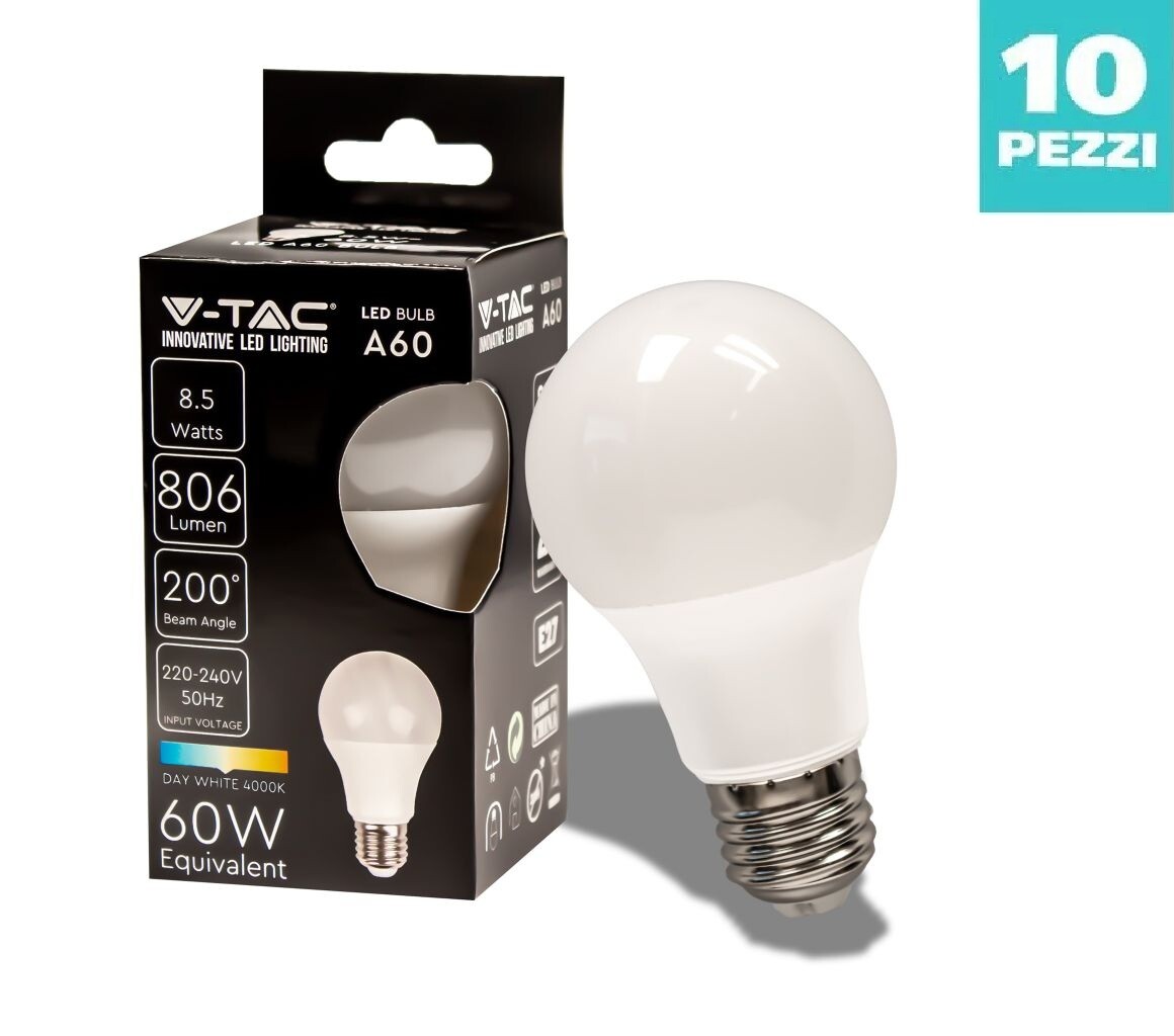 LAMPADINE LED E 27 V-Tac 10x LAMPADE BULBO UCE CALDA NATURALE FREDDA | eBay