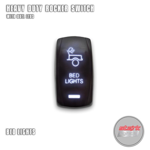 WHITE Laser Etched LED Rocker Switch Dual Light 20A 12V ON / OFF - BED ...