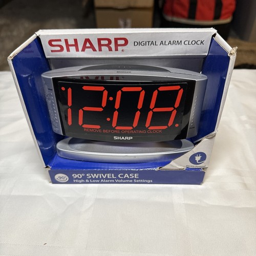 Sharp LED Digital Alarm Clock, Swivel Base, Silver Case, Red Display, SPC033D | eBay
