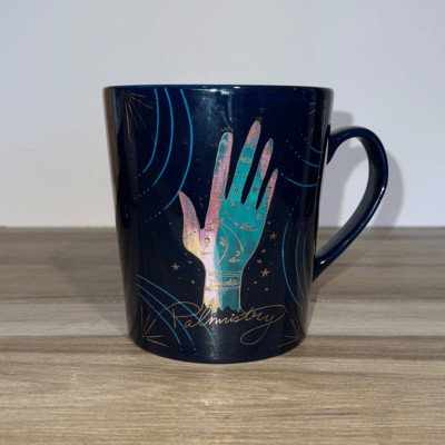 Prima Design LARGE Ceramic Coffee Tea Mug PALMISTRY Palm Reading DARK ...