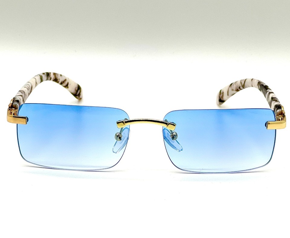 Mens CLASSY Style Wood Buffs Vintage Square Style Clear Marble Lens Eye ...