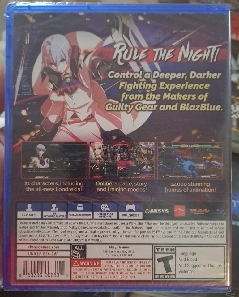 Under Night In-Birth Exe: Late[Cl-R] Sony PlayStation 4 PS4 Aksys Games ...