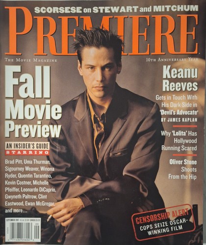 Premiere Magazine (Sep 1997) Keanu Reeves/Noah Wylie/Scorcese/Oliver ...