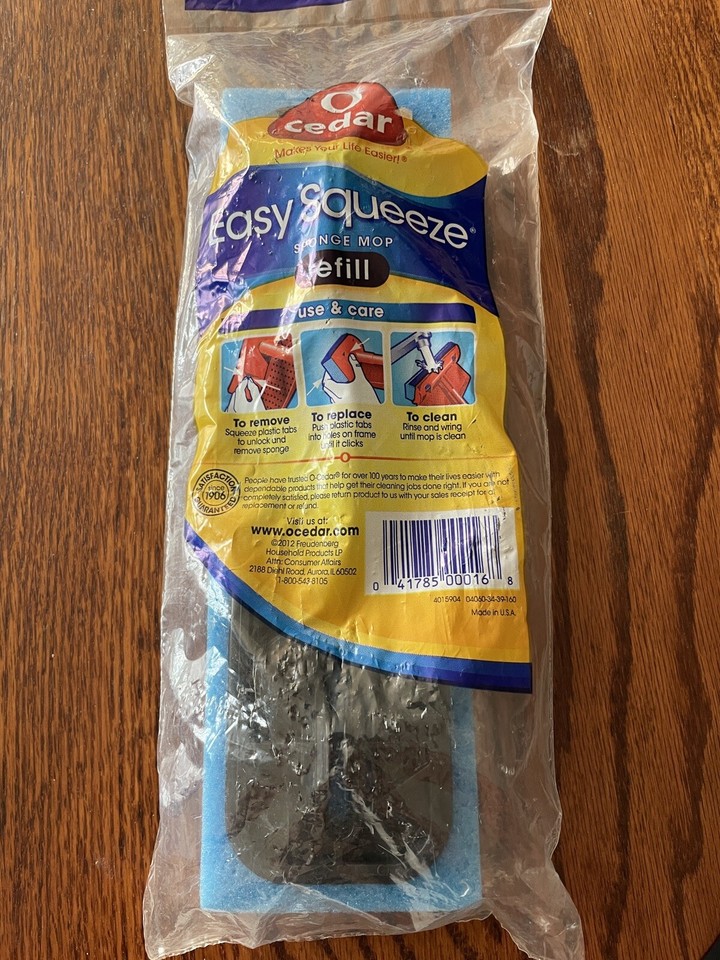 O Cedar Easy Squeeze Sponge Mop Refill Microfiber Wave Sponge Sealed ...