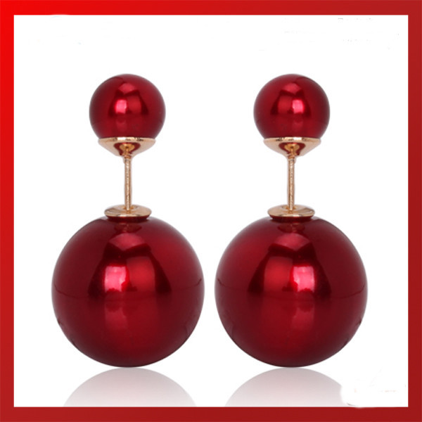 XL Doppel zwei Perlen Ohrringe Shamballa double Strass Zirkonia Gold ...