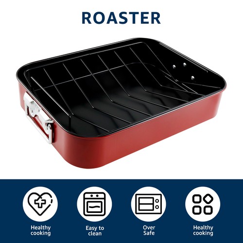 Roasting Pan with Rack Non-Stick Turkey Roaster Pan Carbon Steel Turkey ...