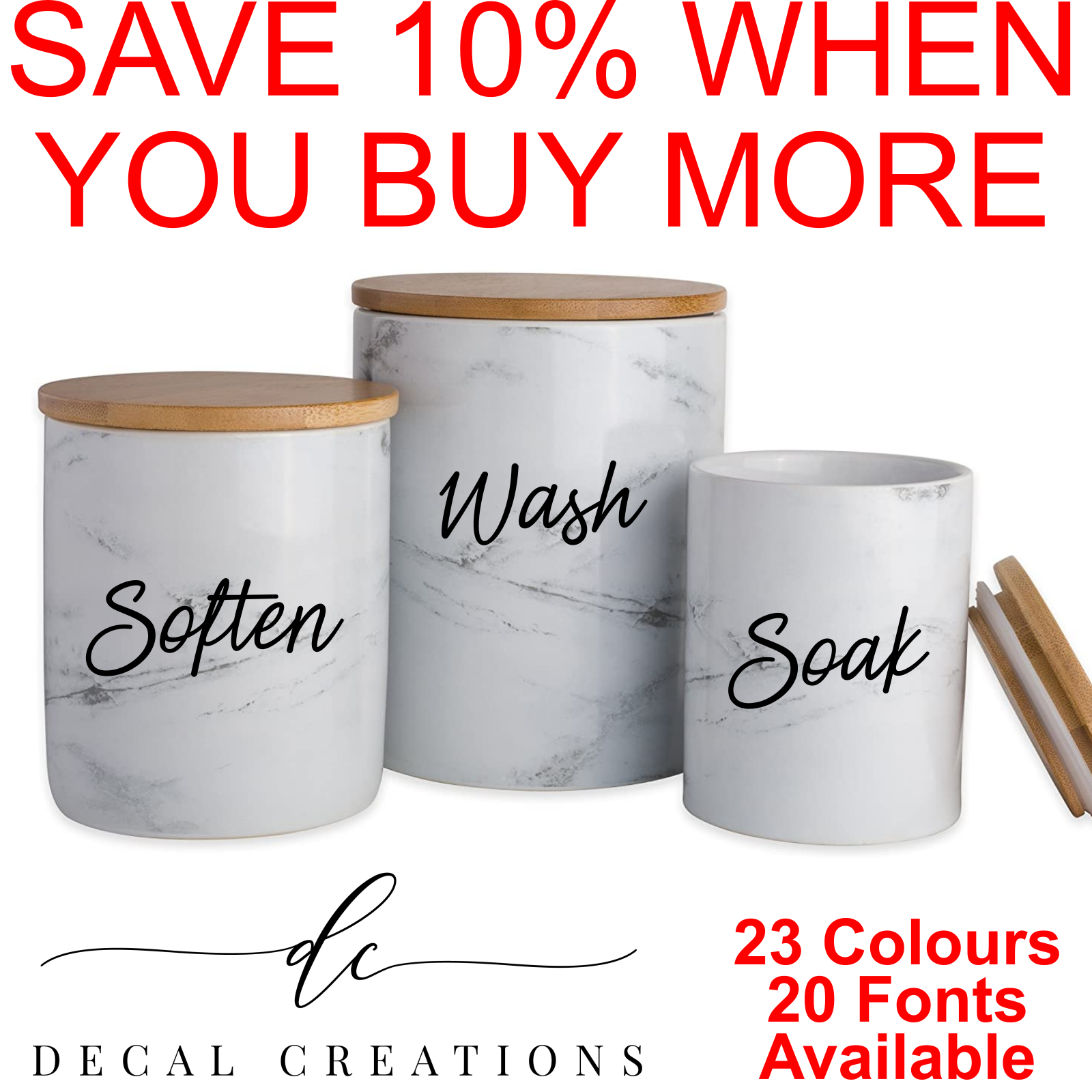 Soak Soften Wash Set Laundry Washing Organisation Vinyl Decal Label ...