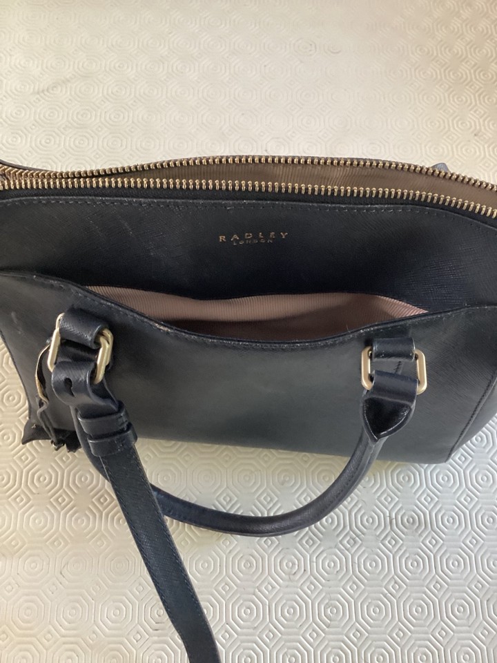 Radley leather handbag / crossbody bag navy blue | eBay UK