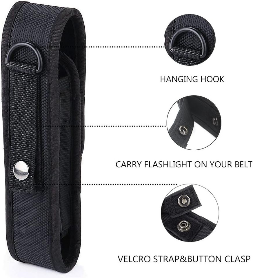 2 Pcs Flashlight Holster Pouch Holder Flash Light Belt Pouch Carry Case ...