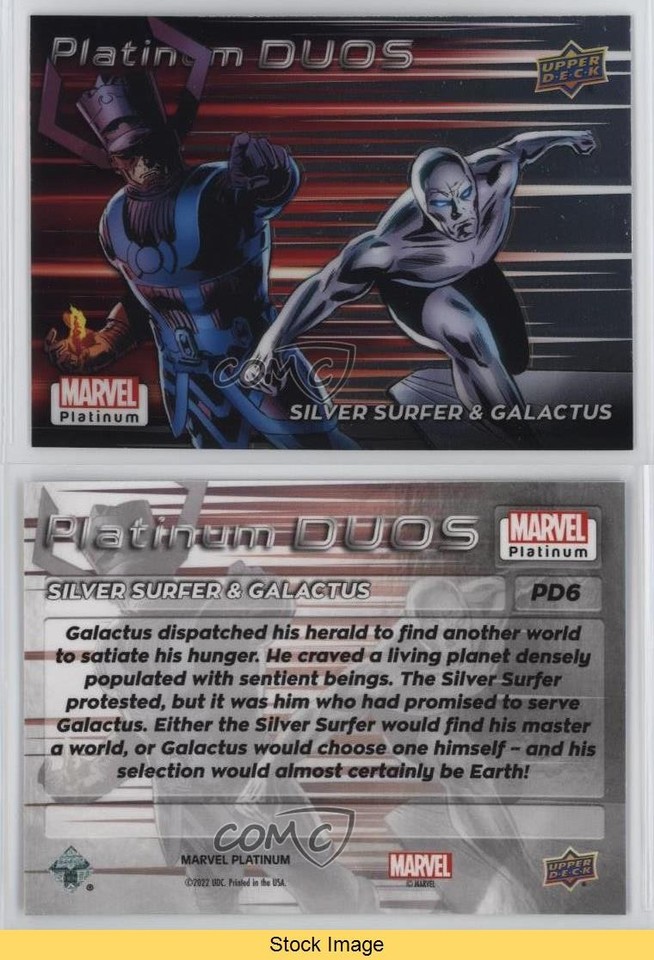 2023 Upper Deck Marvel Platinum Duos Silver Surfer Galactus #PD6 READ ...