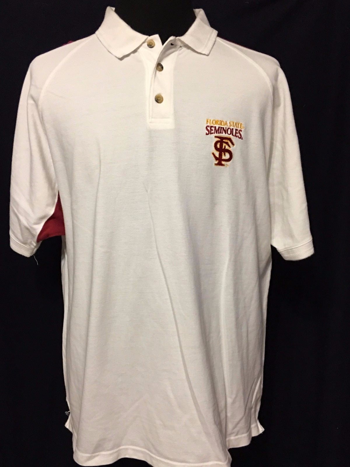 Florida State Seminoles FSU Embroidered Logo Team Starter XL White Polo ...