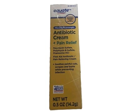 Equate Maximum Strength Antibiotic Cream + Pain Relief, 0.5 oz Damaged ...