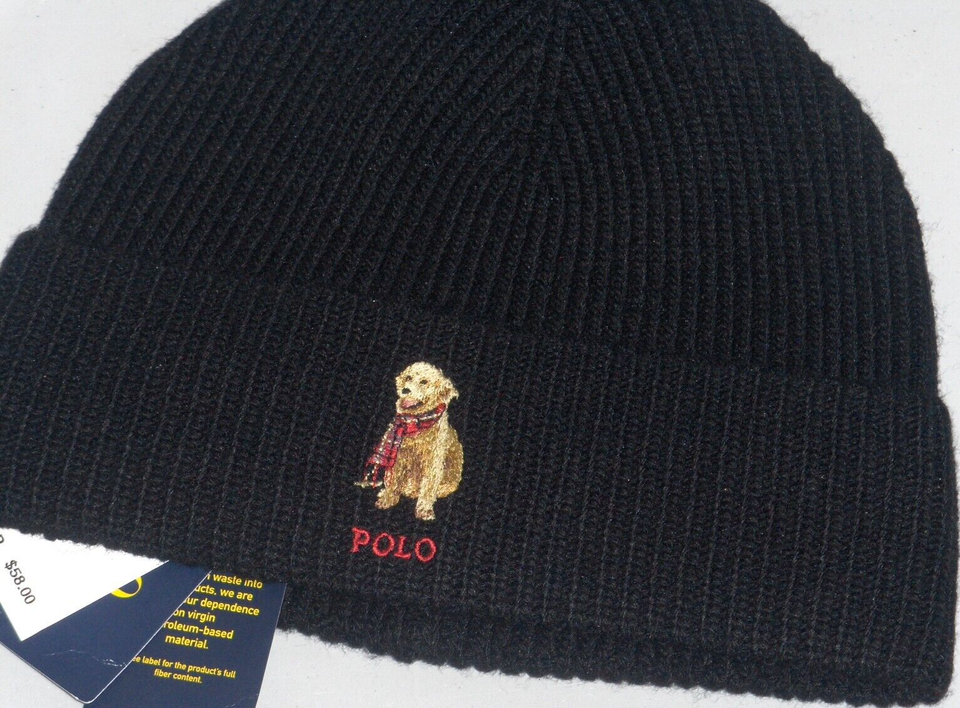 POLO RALPH LAUREN Men's GOLDEN RETRIEVER DOG Rib Knit Beanie Hat Watch ...