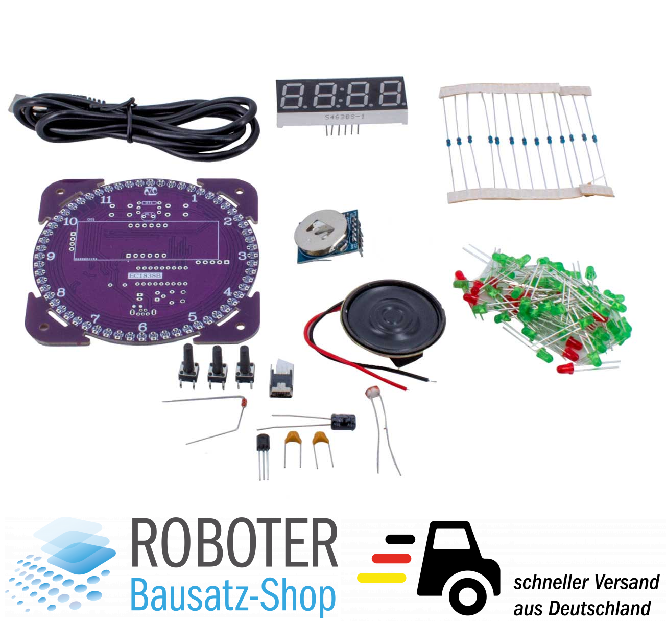 Bausatz Digitale Rotation LED Uhr mit Gehäuse DS1302 DIY-Elektronik ...
