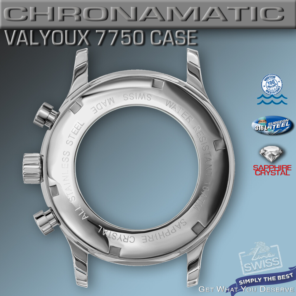 WATCH CASE CHRONOMATIC FOR MOVEMENT ETA VALJOUX 7750, STAINLESS STEEL ...