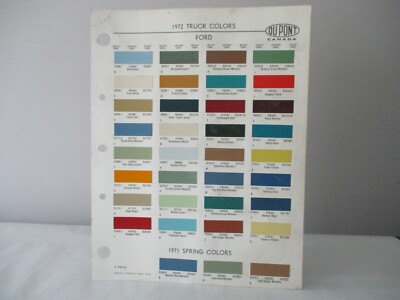 PAINT COLOR REFERENCE SAMPLE PAINT CHIPS DUPONT 1972 FORD TRUCK COLORS ...