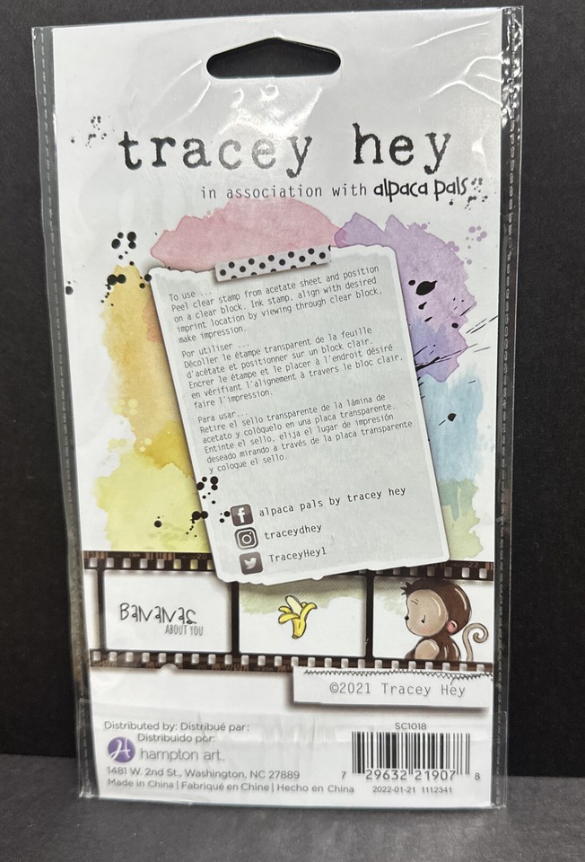 Hampton Art Tracey Hey MONKEY LOVE clear stamp set SC1018 17"pcs alpaca ...