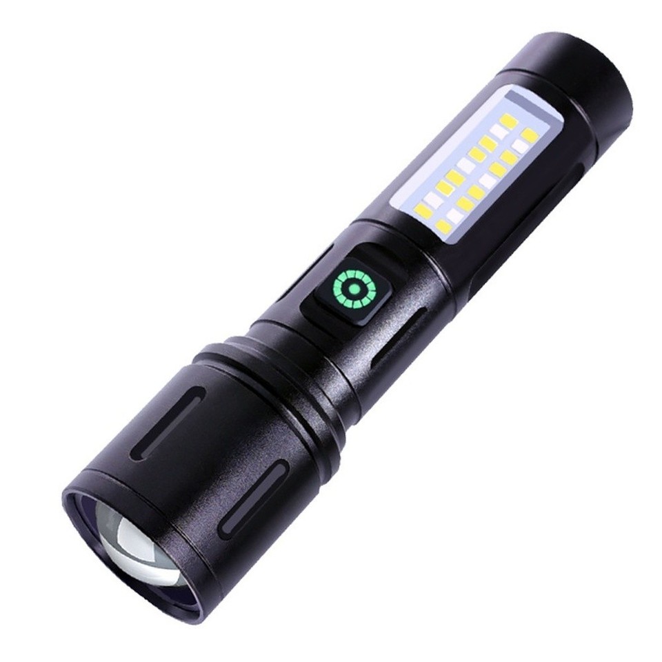 Rechargeable Torch LED Flashlight Hiking Trips Side Light Modes Strobe ...