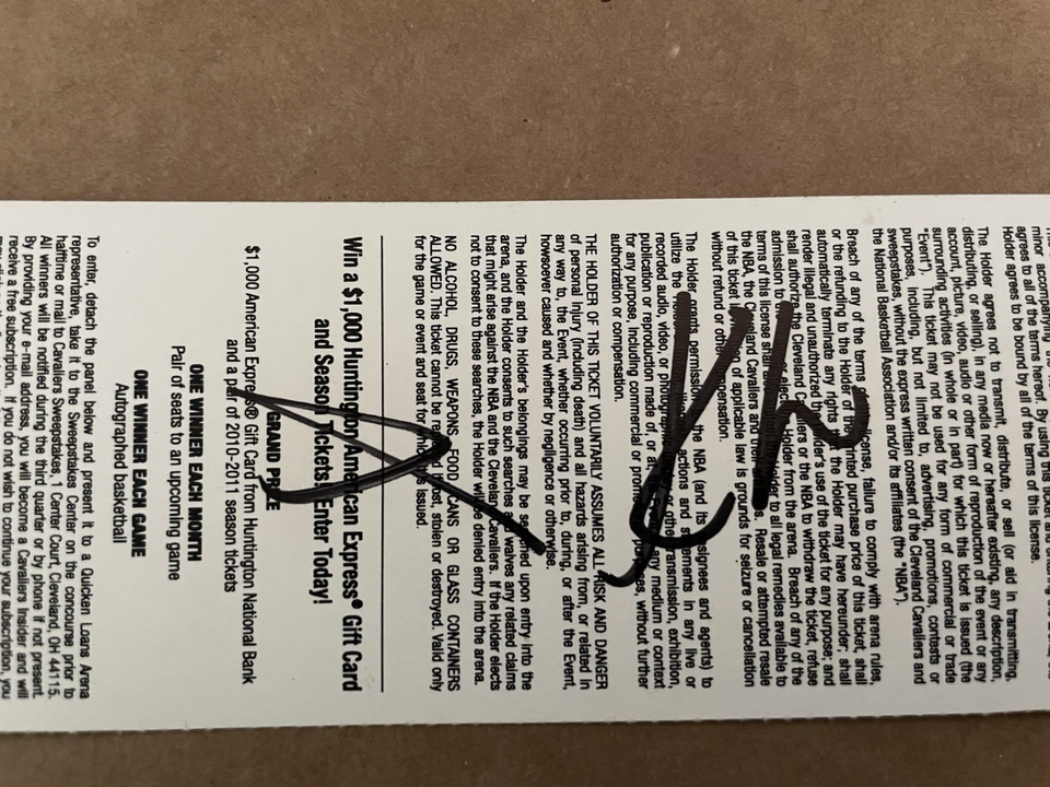 Vintage 2010 CLEVELAND CAVALIERS Game Ticket LEBRON JAMES VIP Club ...