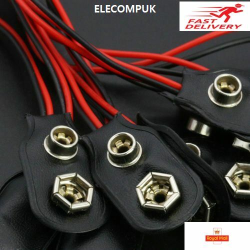 PP3 9V 9volt Soft Shell Battery Snap Clip Connector Cable Lead. 100mm ...