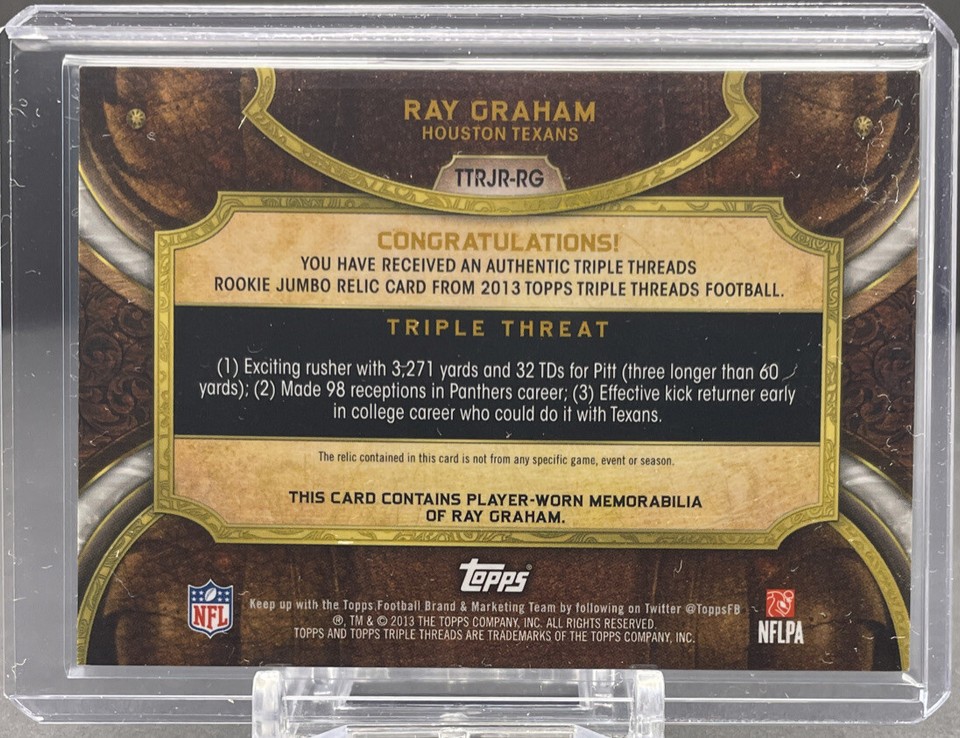 2013 TOPPS TRIPLE THREADS #TTRJR-RG Ray Graham Texans RC Rookie Jumbo ...