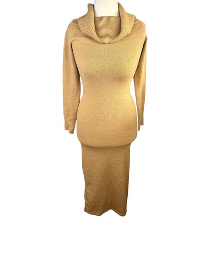 French Connection Women's Knitted Jumper Dress Sz S Cowl Neck Beige ...