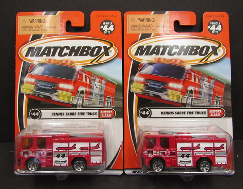 2002 Matchbox Dennis Sabre Fire Truck #44 Red Body Airport Alarm Lot of ...