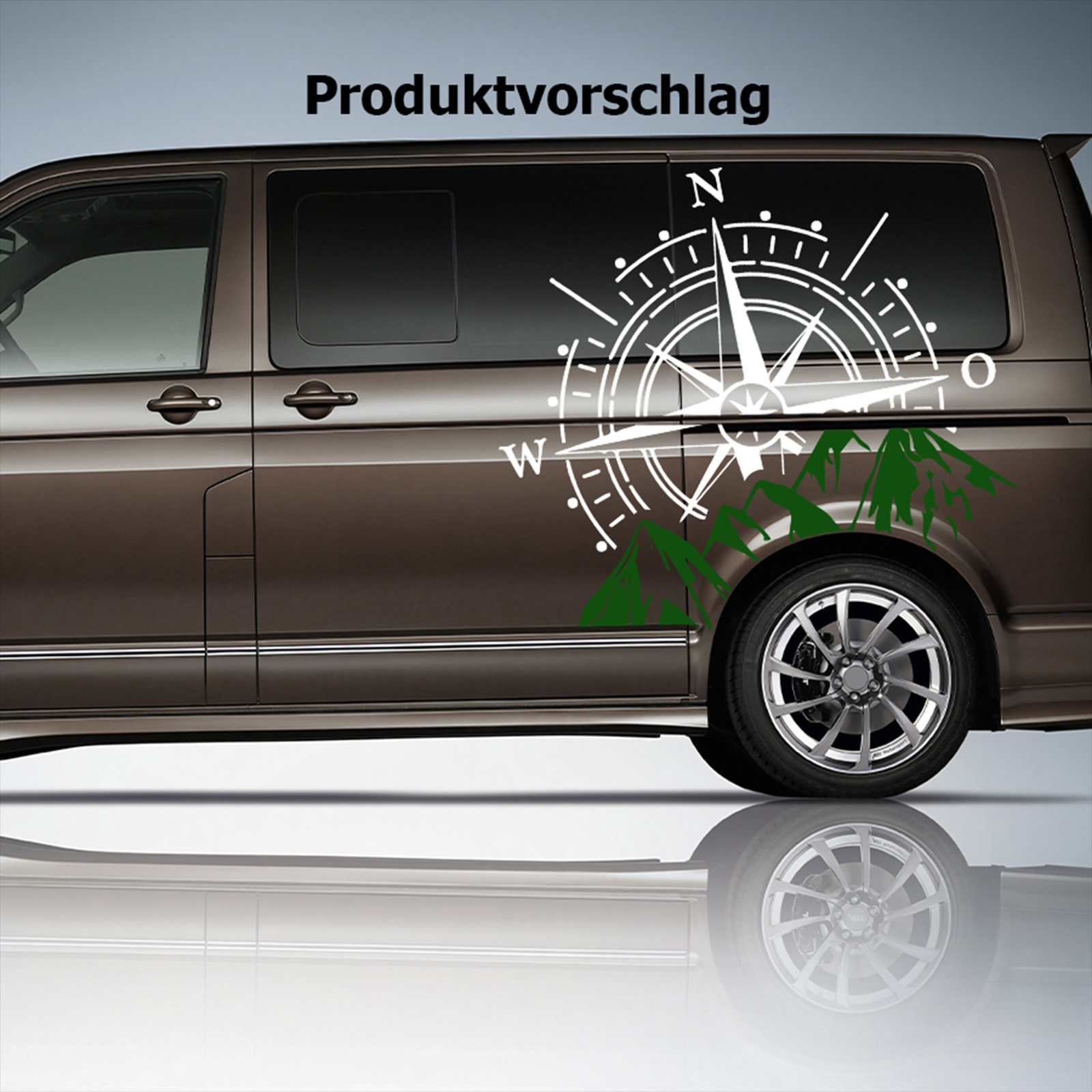 Aufkleber Set Kompass & Berge 60x56cm Windrose Sticker Auto Wohnwagen ...