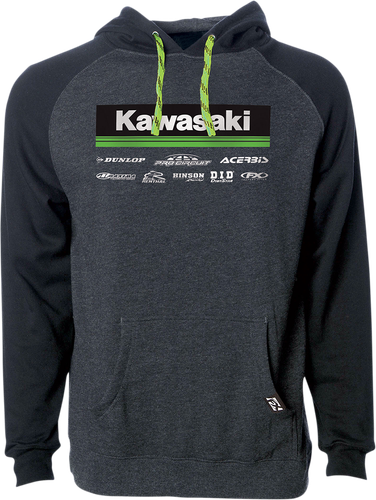 FACTORY EFFEX 24-88124 Kawasaki 21 Racewear Hoodie - Charcoal/Black ...