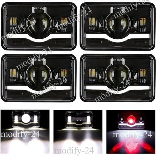 4PCS DOT Approved 4x6 LED Headlights Sealed Beam H4651 H4652 H4656 ...