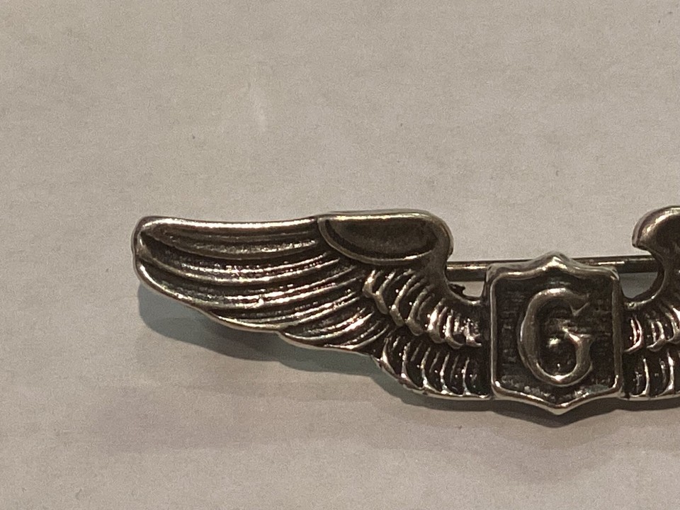 AUTHENTIC SIGNED STERLING WW2 US ARMY AIR FORCE GLIDER PILOT WINGS NR ...