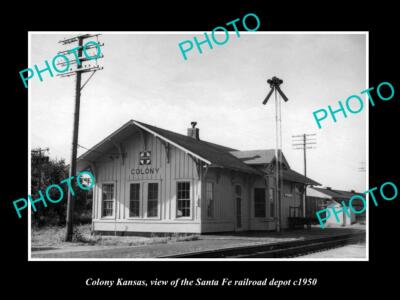 OLD 8x6 HISTORIC PHOTO OF COLONY KANSAS THE SANTA FE RAILROAD DEPOT ...