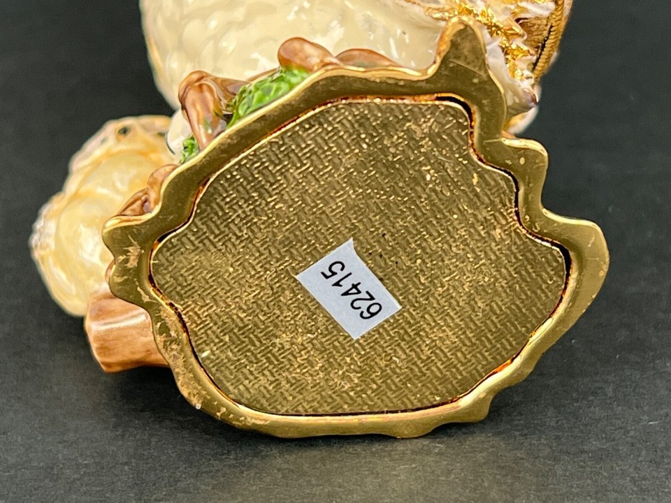 KD Kingspoint Hinge Trinket Jewelry Box Enamel on Metal Two White Owls ...