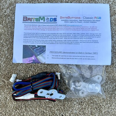 BriteMods BriteButtons LIGHTED FLIPPER BUTTON KIT - FOR 70's 80's BALLY ...