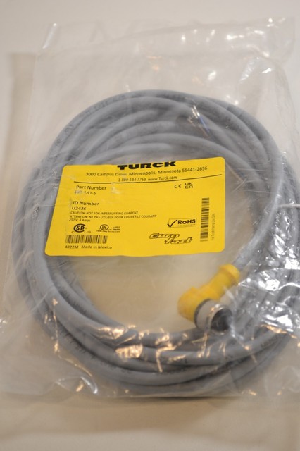 TURCK WK 4.4T-5-WS 4.4T SENSOR CABLE U2436 MALE AND FEMALE RIGHT ANGLE ...