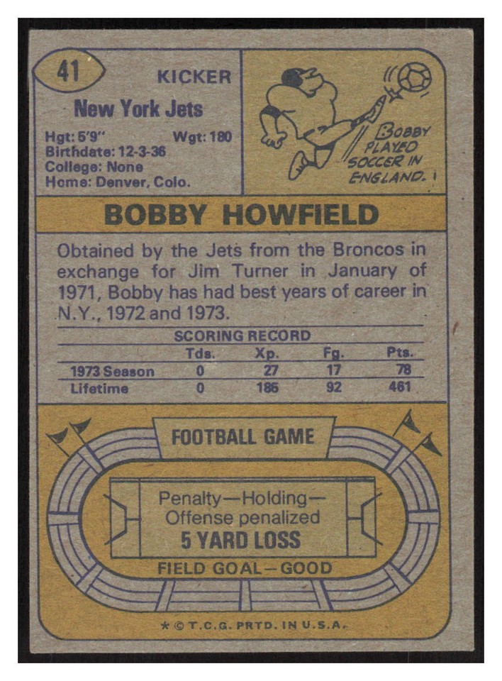 1974 Topps #41 Bobby Howfield | eBay