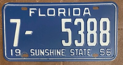 Florida 1956 ORANGE COUNTY License Plate # 7-5388 | eBay