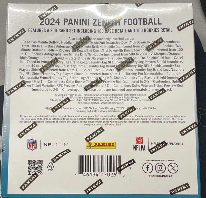2024 Panini Zenith Football MEGA Box Factory Sealed | eBay