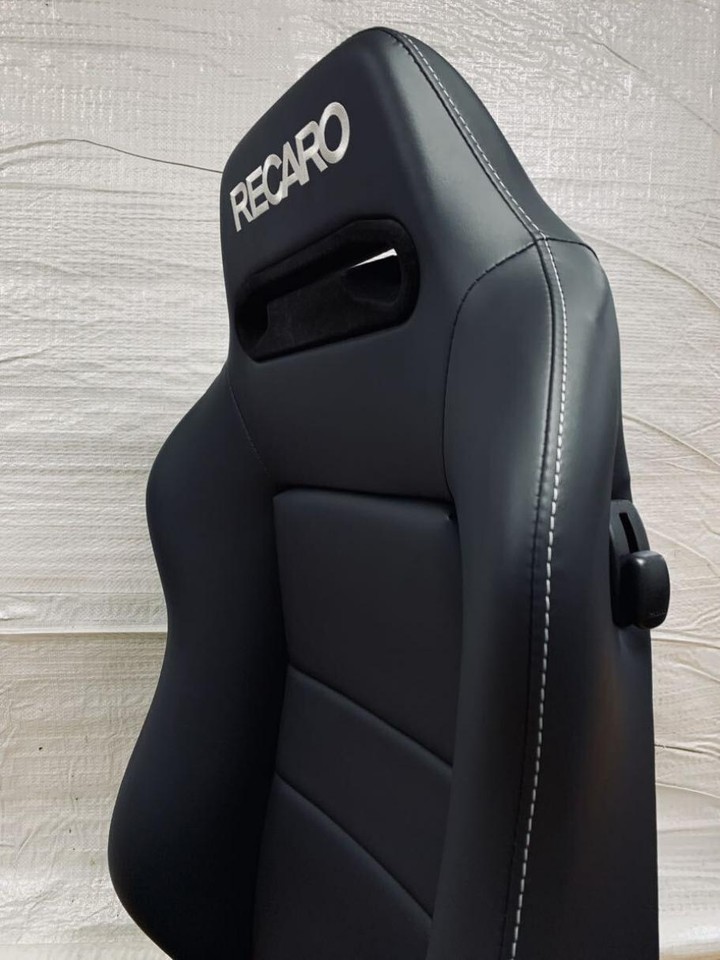 RECARO SR-3 Bucket Seat With Headrest Black Faux Leather Reupholstered ...