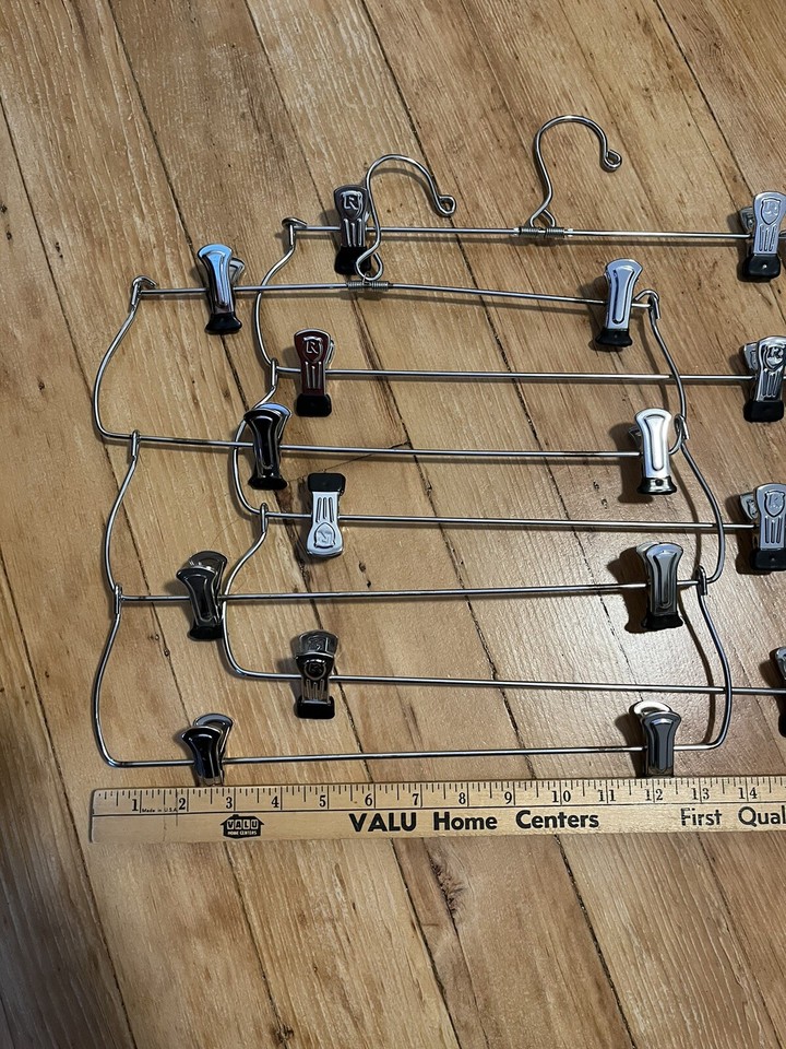 Lot of 2 VTG Mid Century Metal Chrome Wire 4 Tier Skirt Pant Clip ...