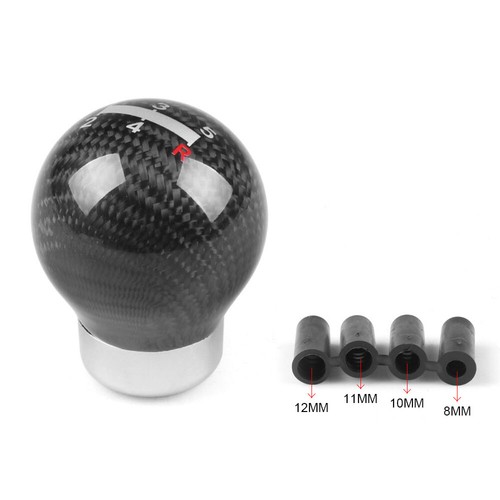 Universal Car Black Carbon Fiber Style Racing Gear Shift Knob Round ...