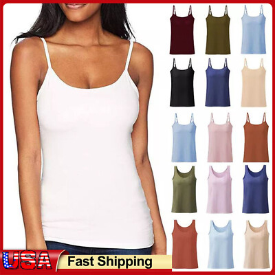 Camisole with Built in Bra Women Tank Tops Padded Bra Vest Undershirt ...
