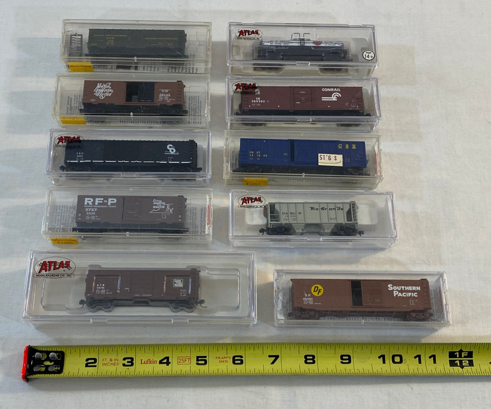 Lot 10 N-Scale Atlas Microtrain Trainman Box Tank Reefer Hopper Cars ...