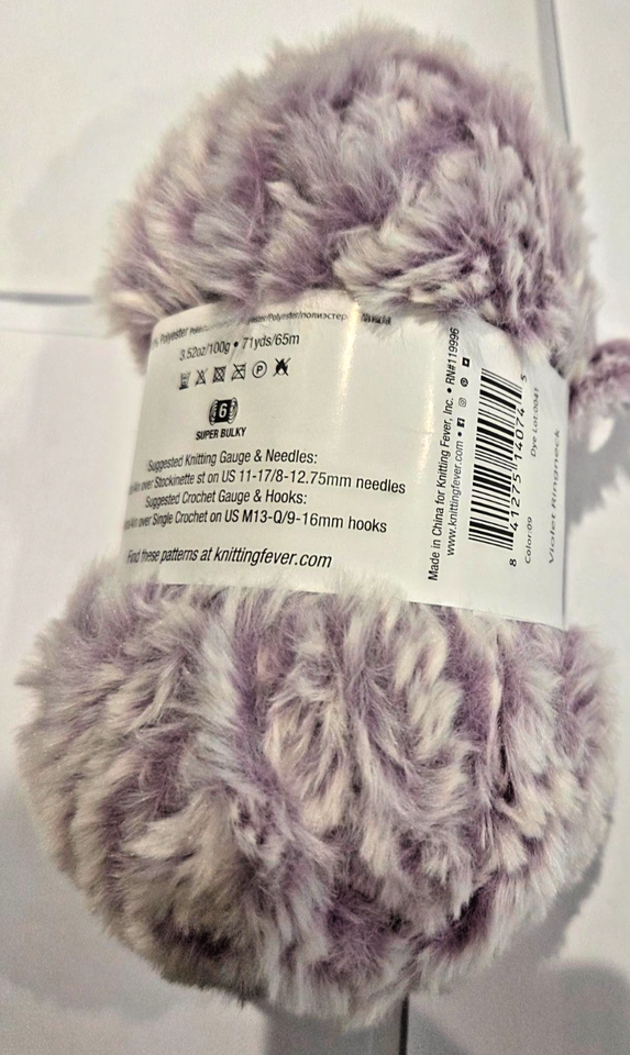 NEW skein Knitting Fever Furreal yarn Violet Ringneck color 09 | eBay