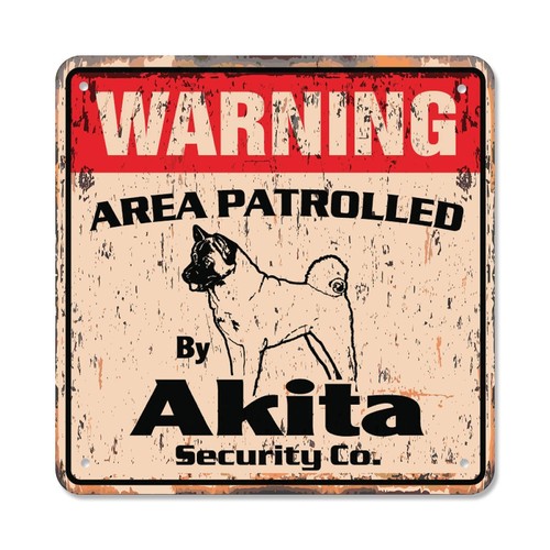 Akita Vintage Sign Area Patrolled pet Dog Veterinarian Kennel AKC ...