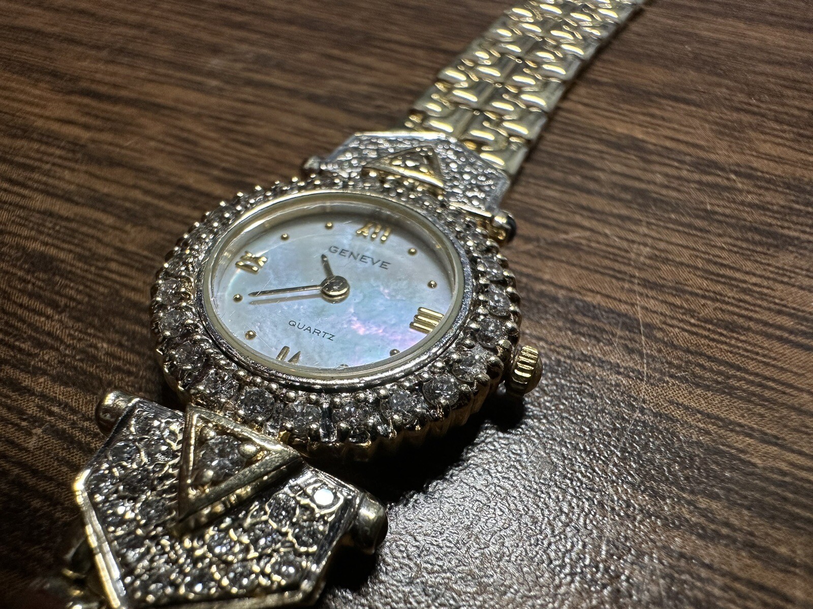 Vintage Ladies 14kt Yellow Gold Geneve Diamond and Sapphire Wrist Watch ...