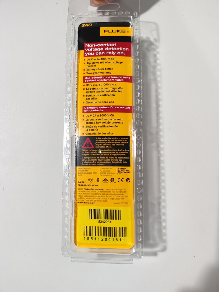 Fluke 2AC Alert Voltage Tester, ACV DETECTOR 90-1000V | eBay