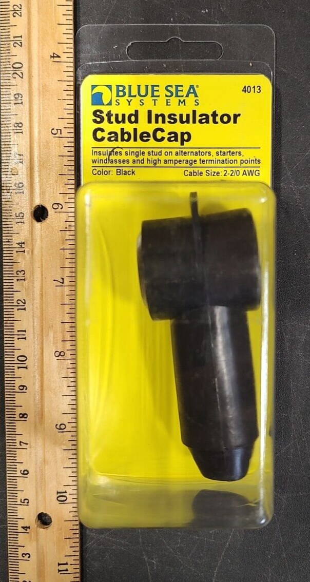 New In Package BLUE SEA 4013 BLACK Stud Insulator CABLE CAP 1" Term., 2 ...